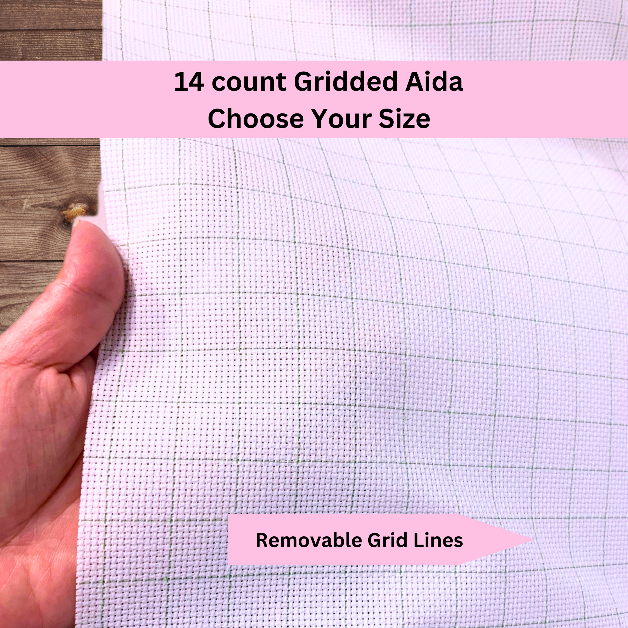 14 Count Gridded Aida Cloth with Removable Lines - Multiple Sizes Avai ...