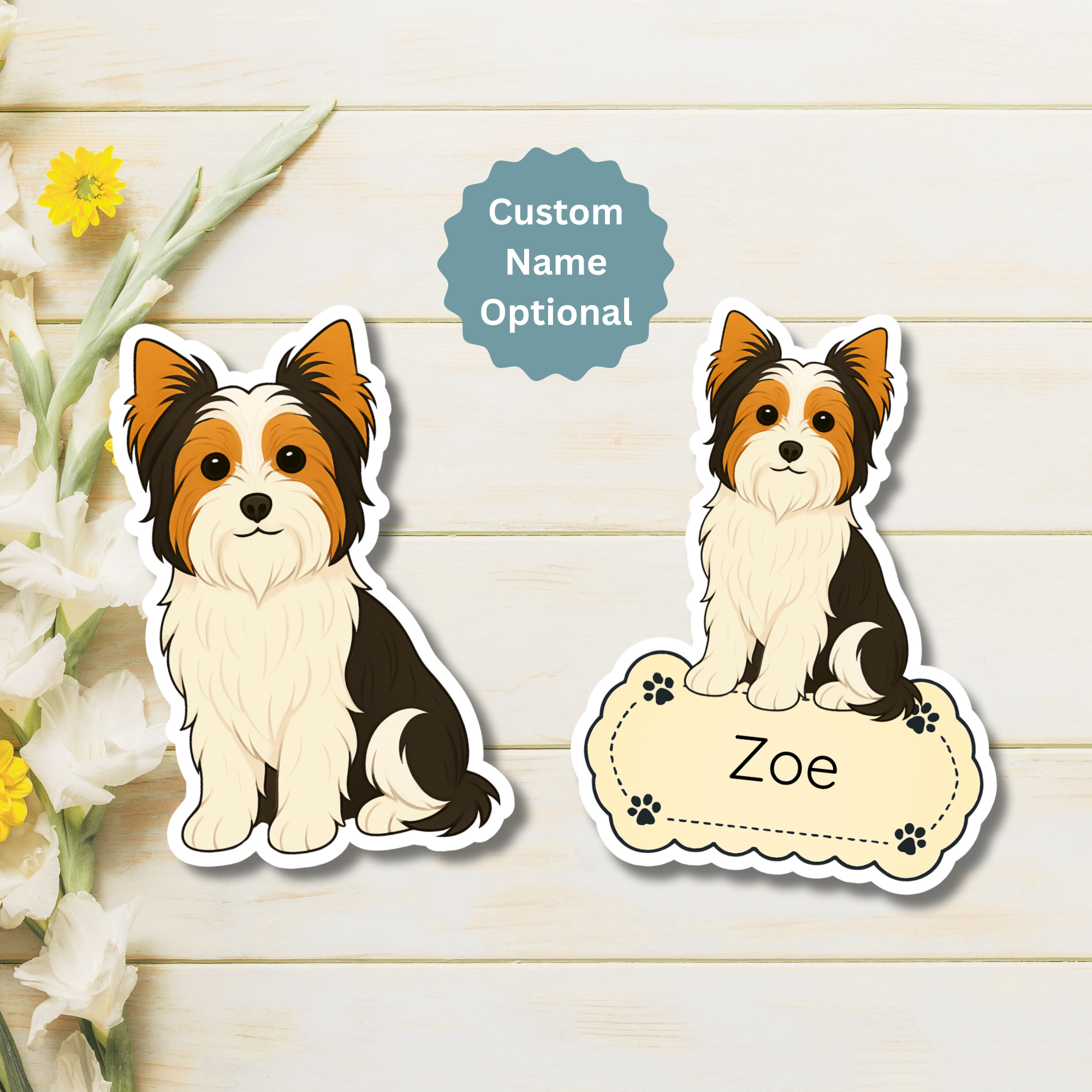 Custom Biewer Terrier Dog Magnet - Tri-Color | Personalized with Pet N ...