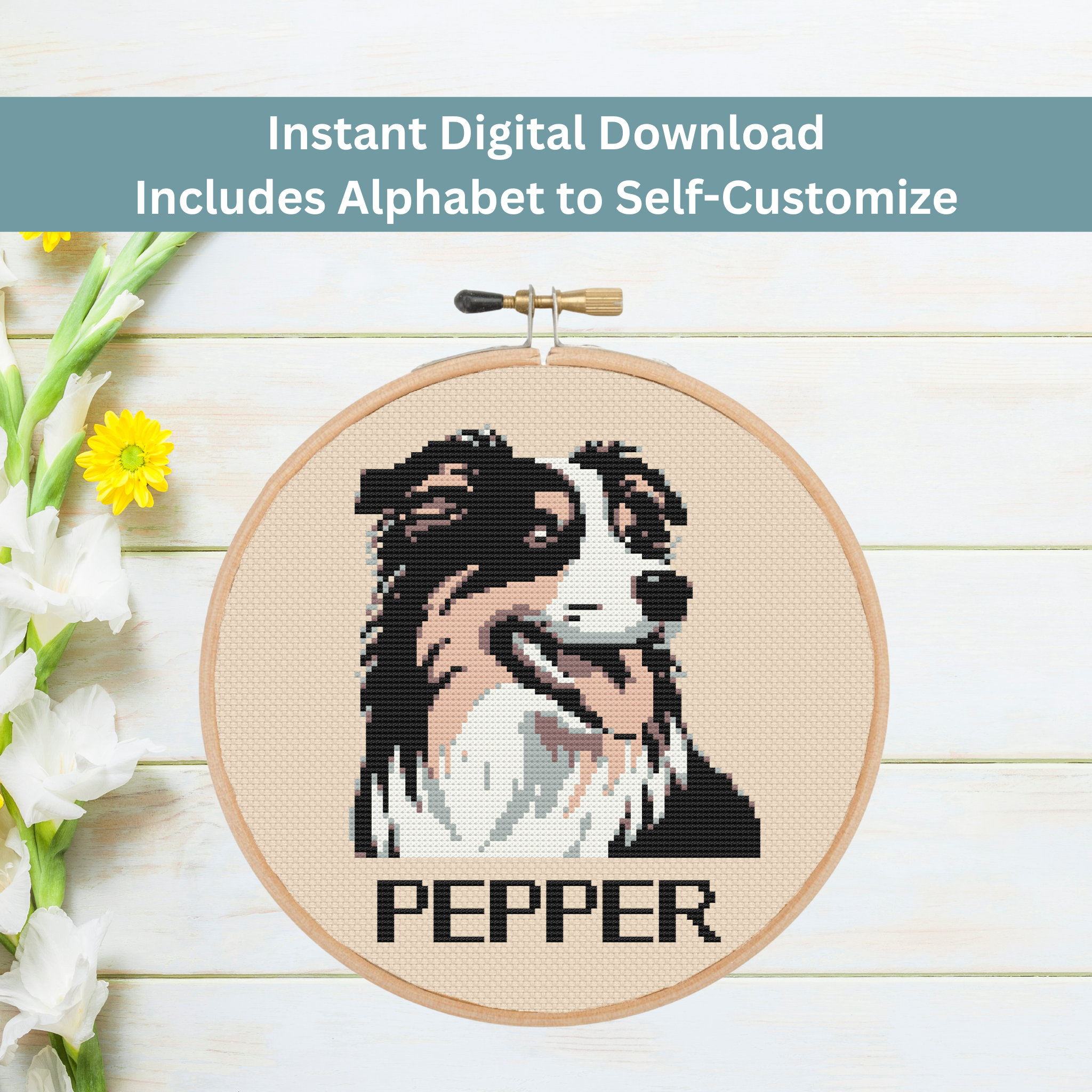 Australian Shepherd Pattern – Pet Portrait Cross Stitch PDF – The ...